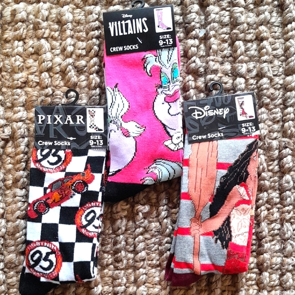 Disney | Underwear & Socks | Disney Villains And Pixar Crew Socks Set ...